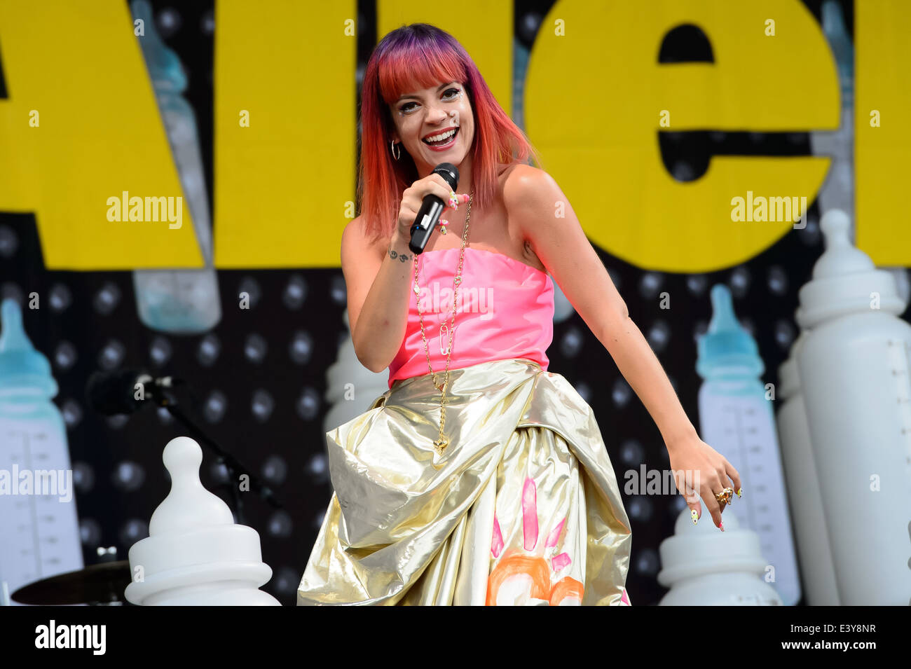 Lily Allen performs at Glastonbury music festival, England, Friday ...
