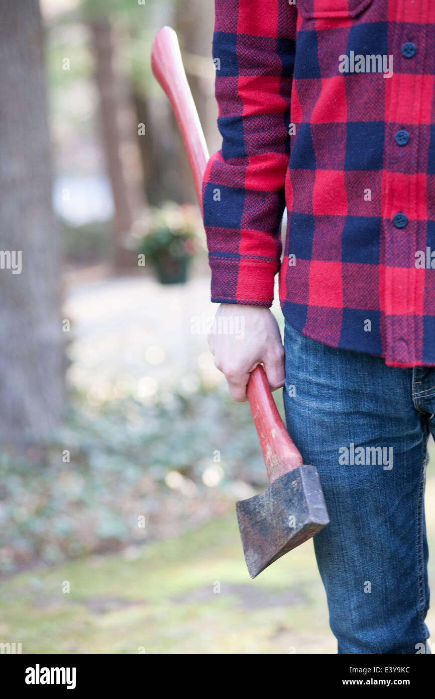 Man holding axe hi-res stock photography and images - Alamy