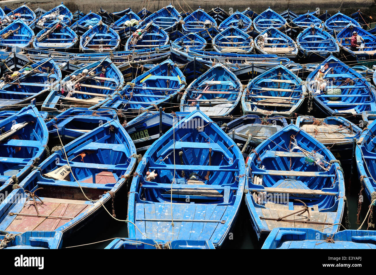 Blue boats in As-Sawira Stock Photo - Alamy
