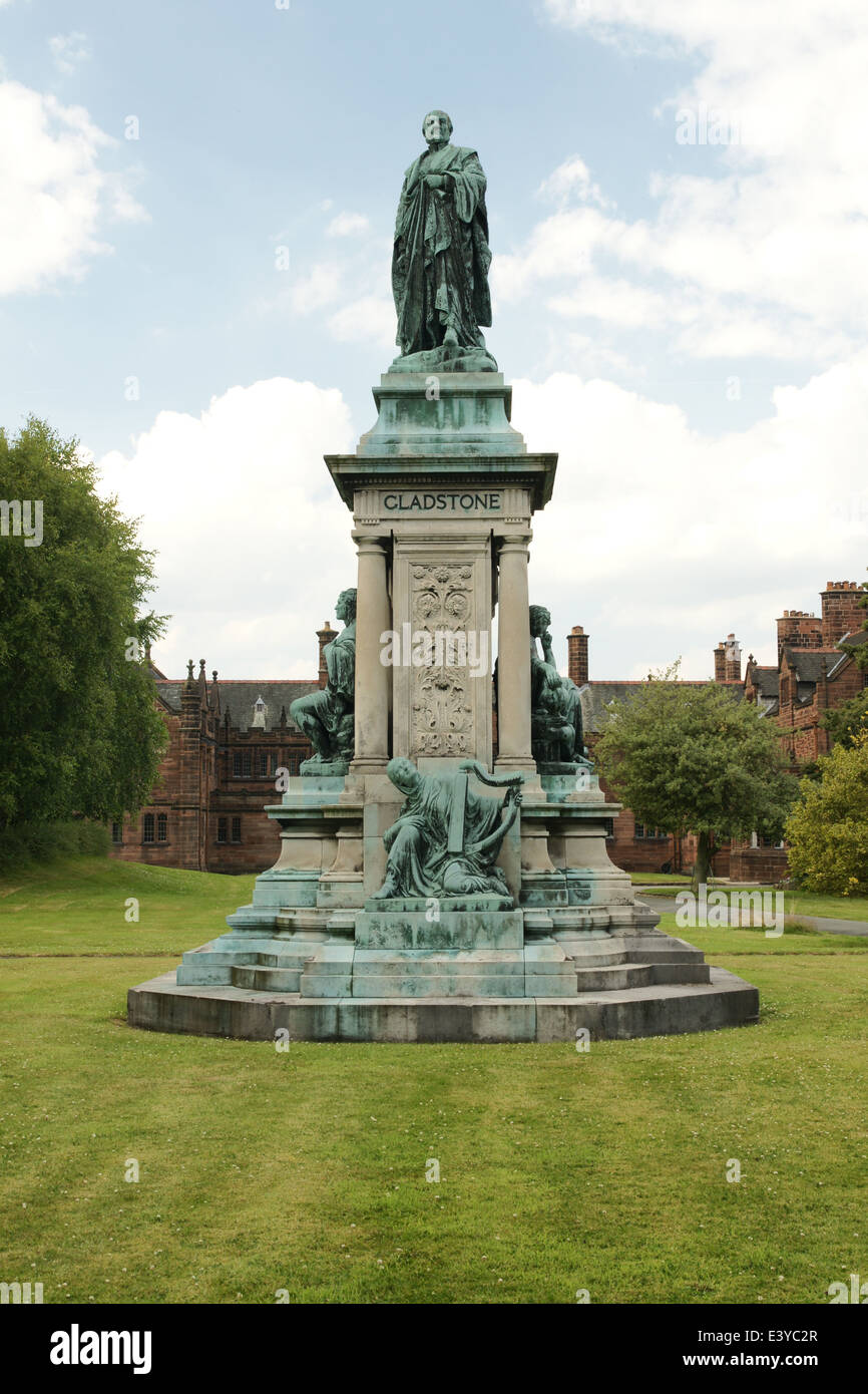 Bronze statue of the British Prime Minister William Ewart Gladstone in ...