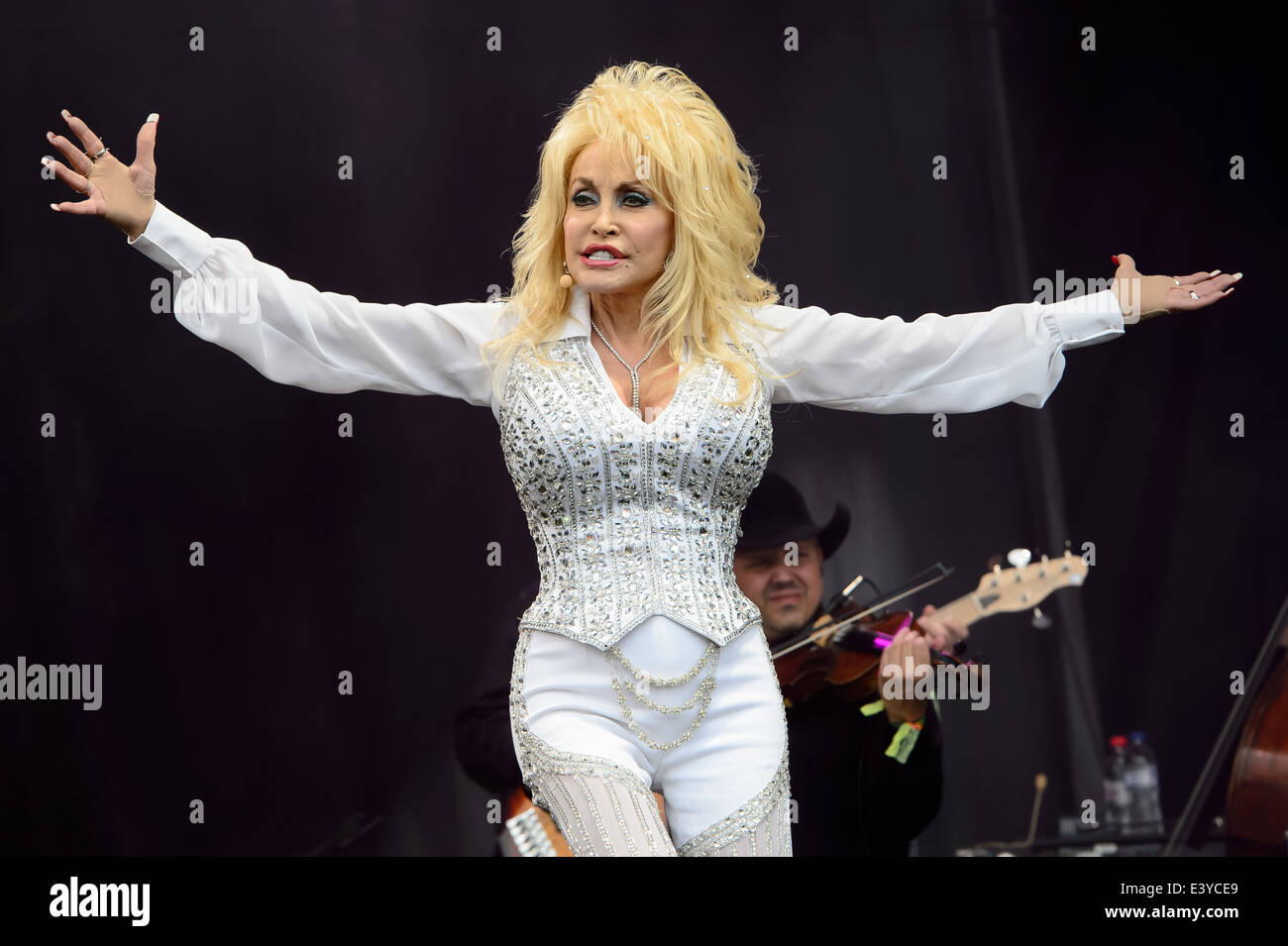 Dolly Parton performs at Glastonbury music festival, England, Sunday ...