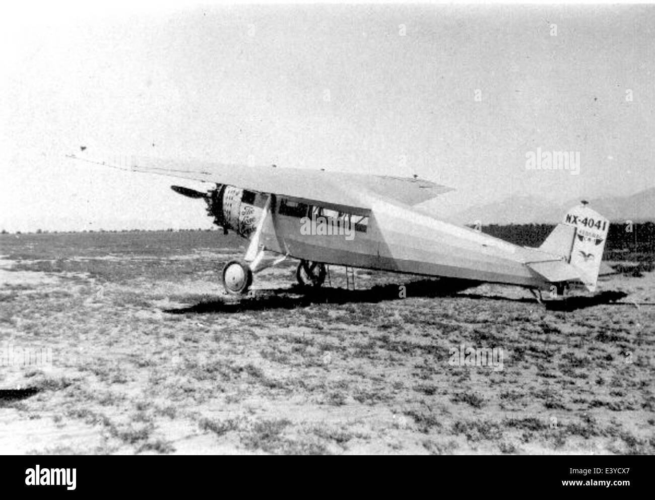 A 1928 photograph of a Ryan aircraft used by Charles Lindbergh ...