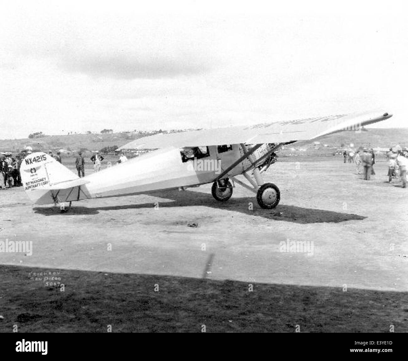 This 1928 photograph features a Ryan aircraft connected to Charles ...
