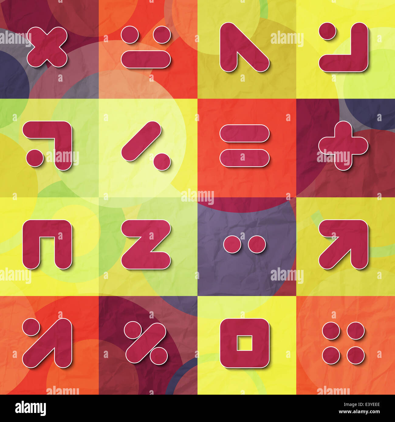 new set of shabby paper icons. mathematical symbols Stock Photo - Alamy