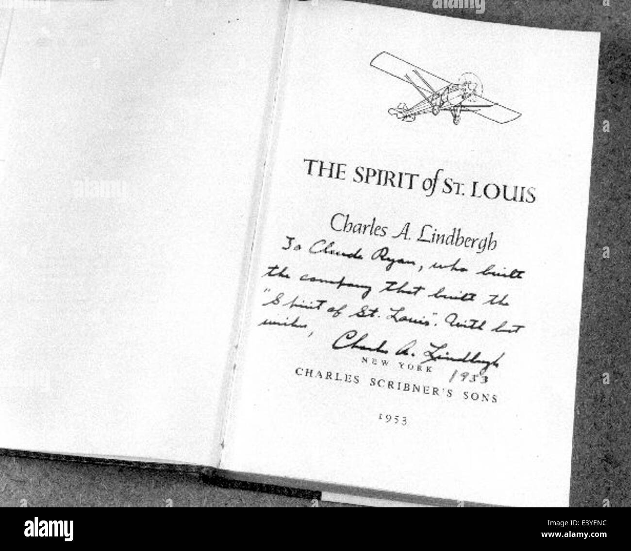 A 1953 photograph of a Ryan aircraft associated with Charles Lindbergh ...