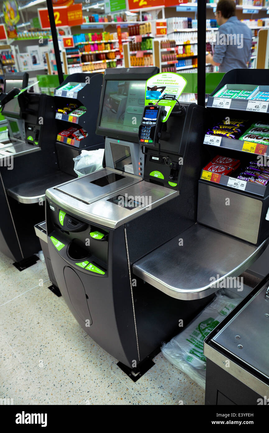 Asda self service tills Stock Photo - Alamy
