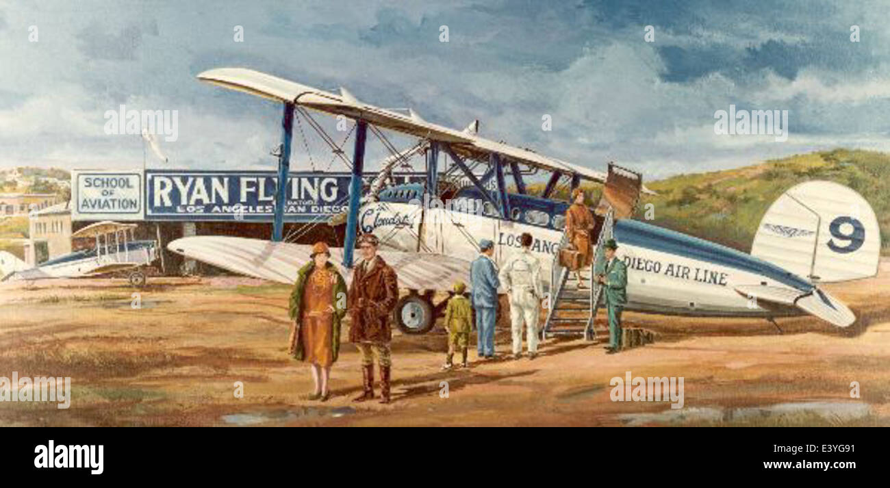 This photograph from 1925 showcases a Ryan aircraft, featuring the ...