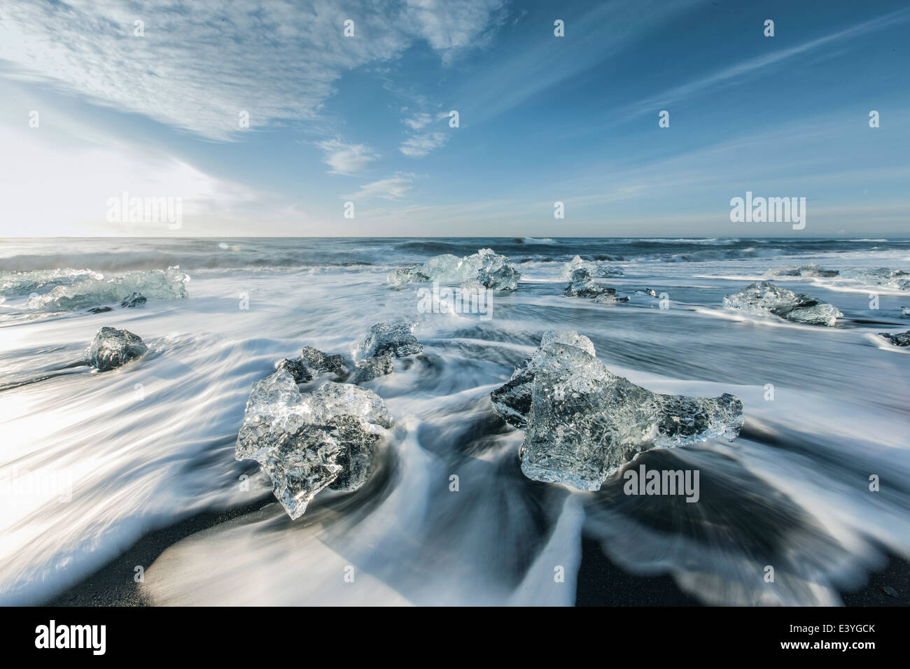 Melting ice on beach near Jokulsarlon in Iceland Stock Photo - Alamy