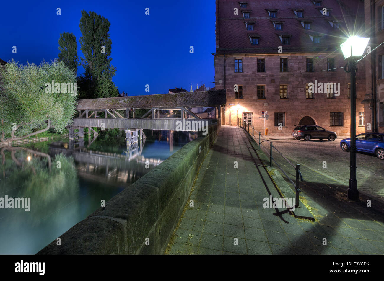 The Henkersteg (Hangman's Bridge) over the river Pegnitz in Nuremberg ...