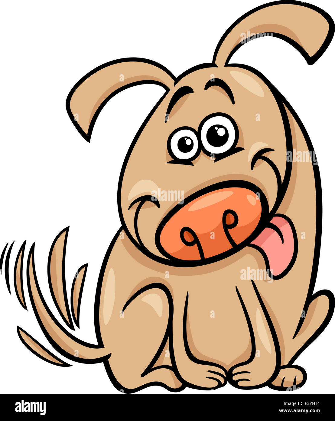 Cartoon Illustration of Cute Dog Wagging his Tail Stock Photo - Alamy