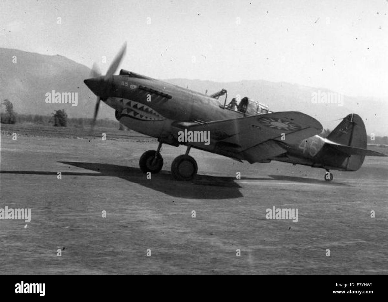 This photograph showcases the P-40, a renowned World War II fighter ...