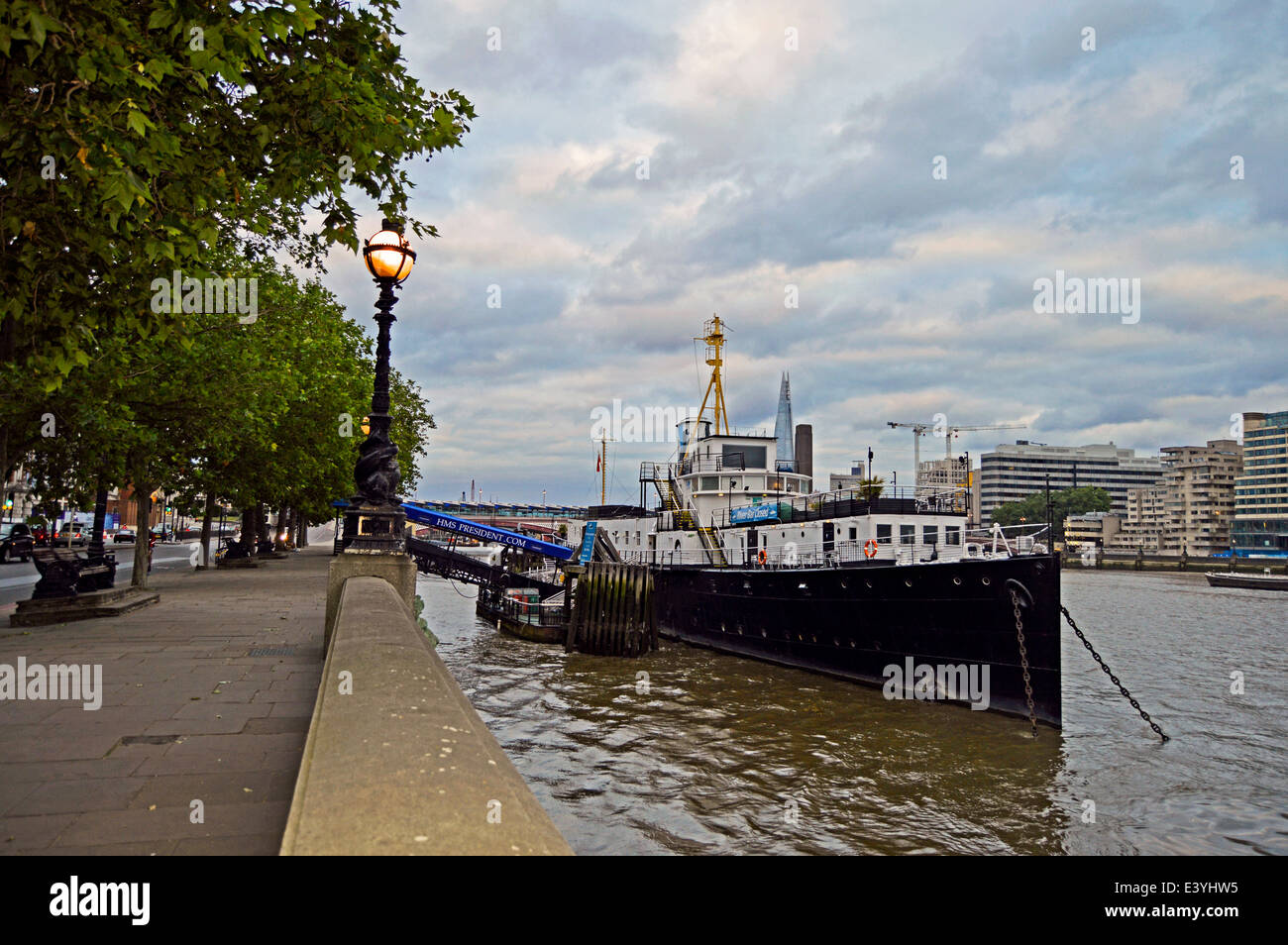 The HMS President on the River Thames, London, England, United Kingdom ...