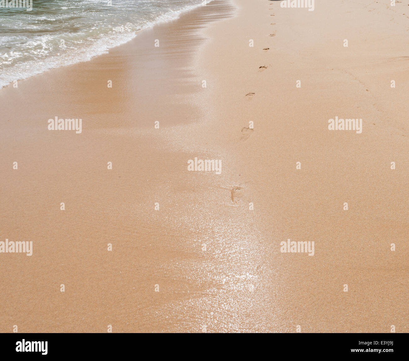 Footsteps on beach shoreline Stock Photo - Alamy