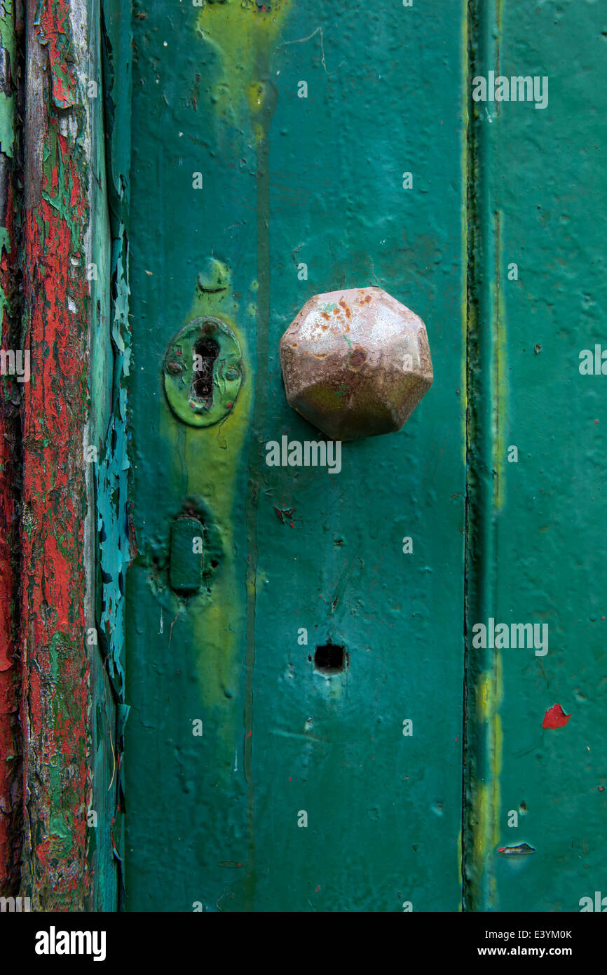 Old door handle with mortise lock Stock Photo - Alamy
