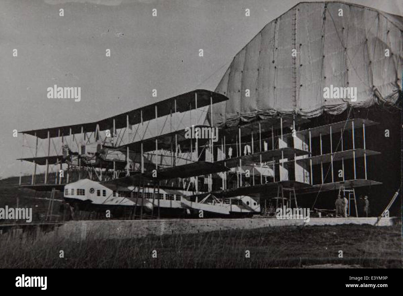 The Caproni Ca 60, a large triplane designed for passenger flight, is ...