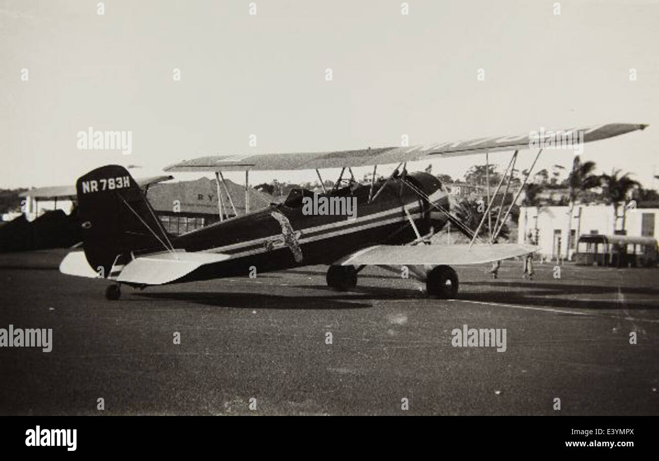 A photograph of the Stearman 4-E, a biplane used primarily for mail ...