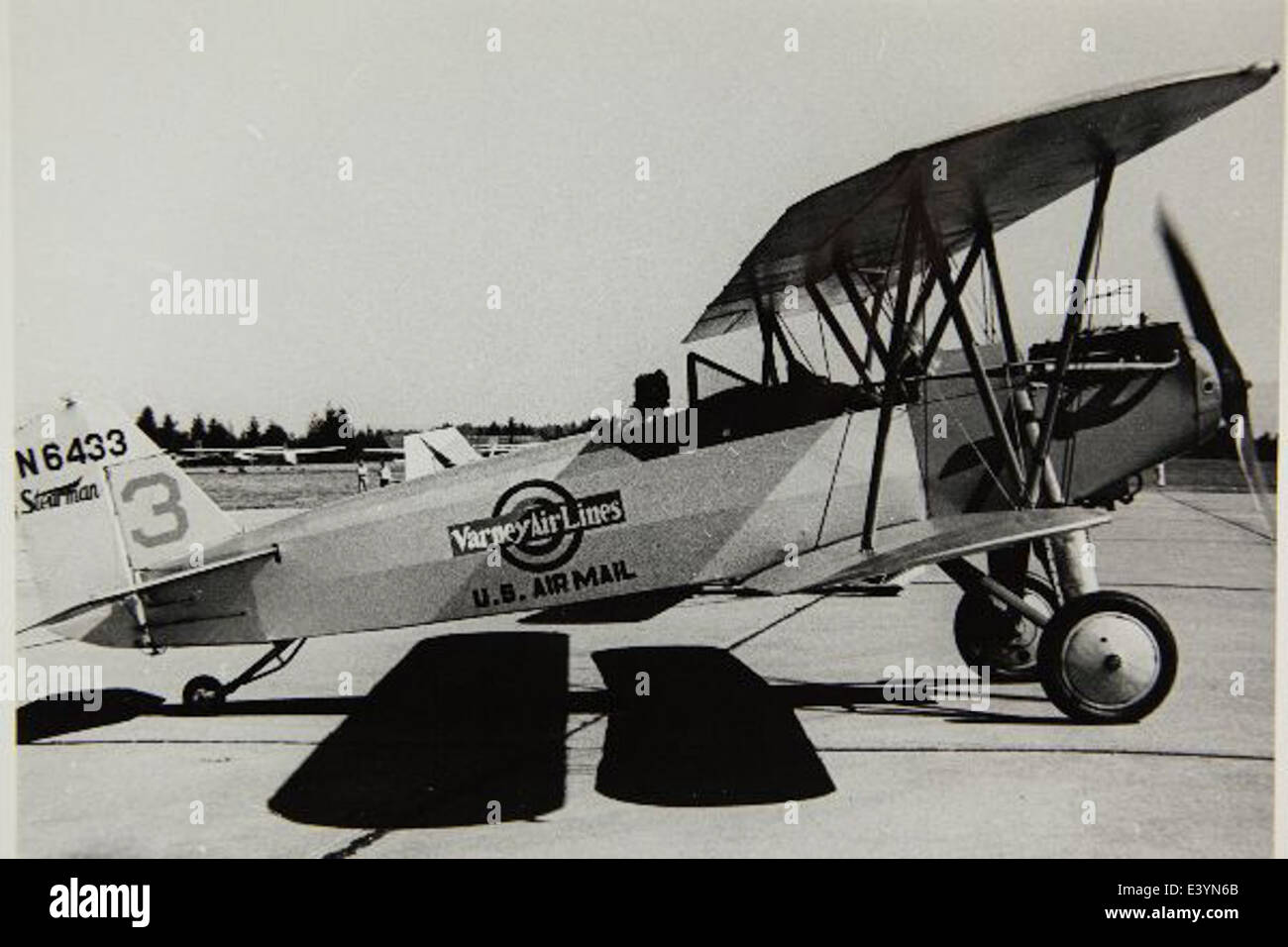 This photograph features the Stearman C-3B, a biplane used in the 1930s ...