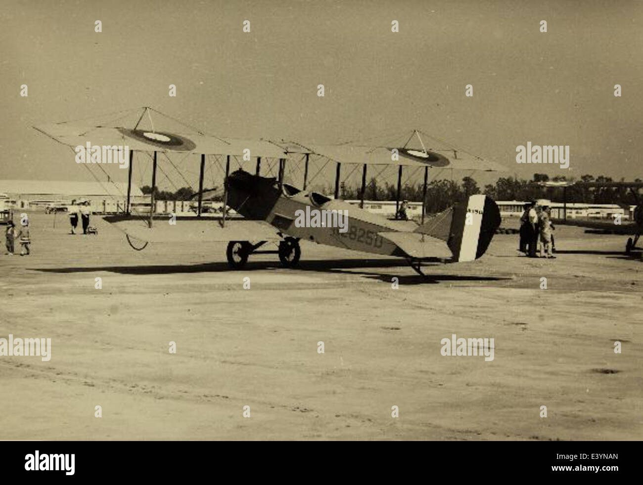 A photograph of a Standard J-1 aircraft, an early American biplane ...