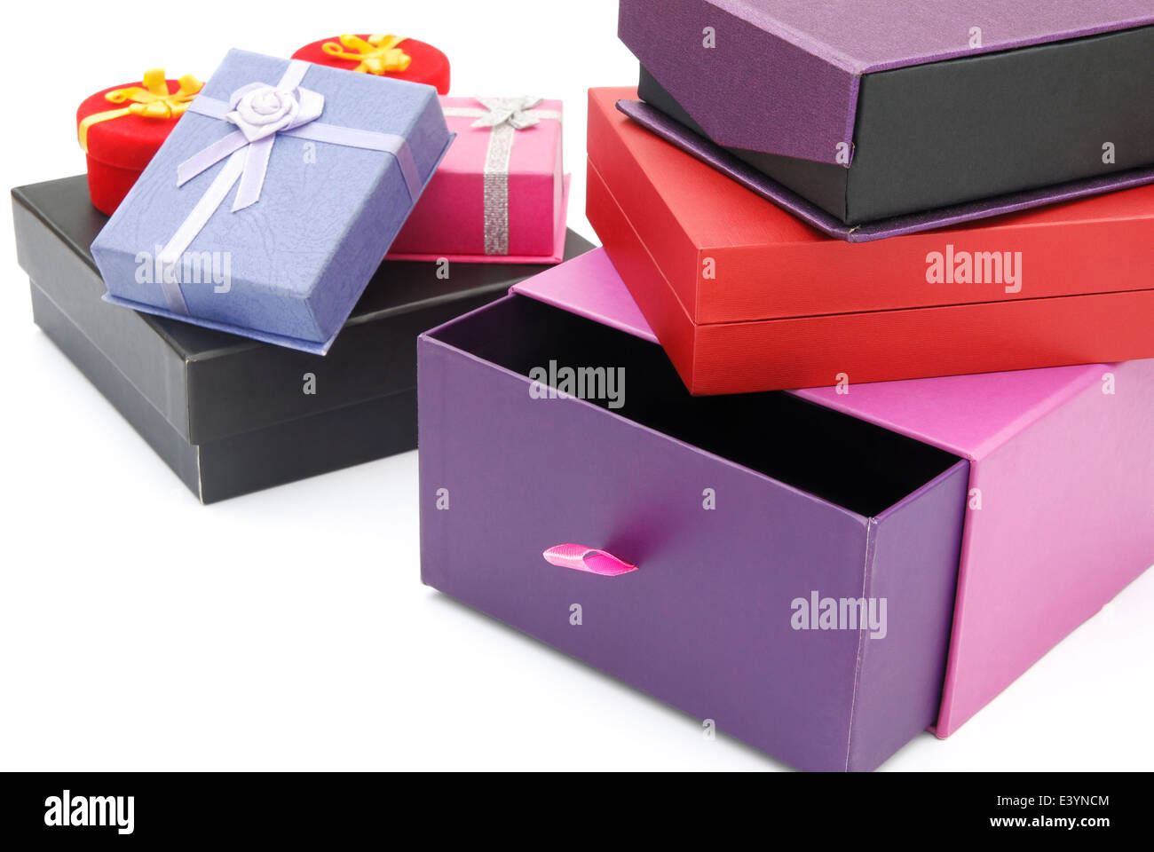 different gift boxes on white with clipping path Stock Photo - Alamy