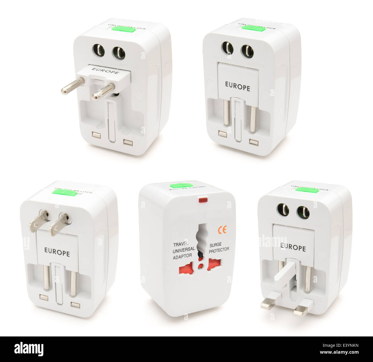 different views of universal adapter with clipping path Stock Photo - Alamy