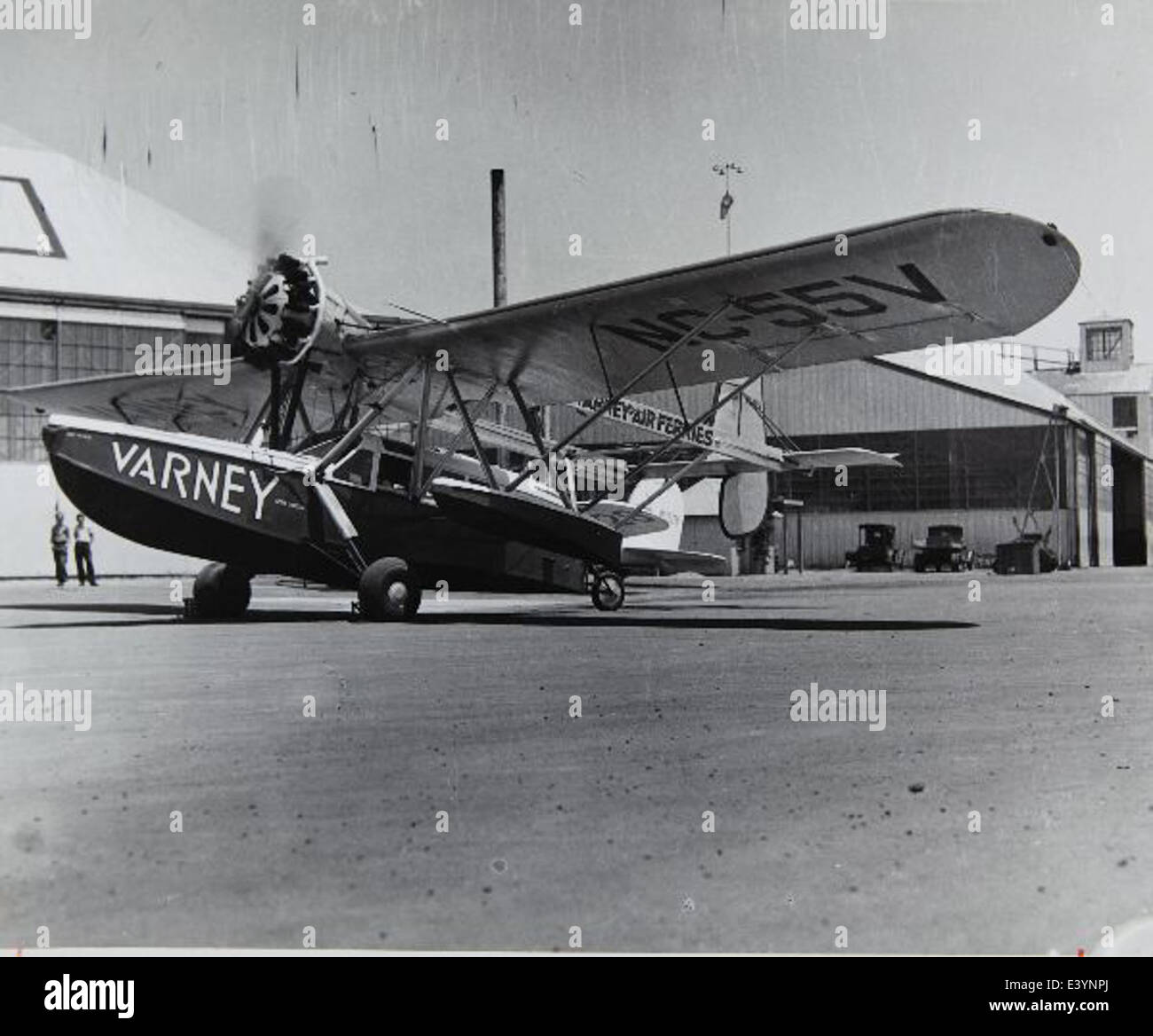 This photograph features a Sikorsky S-39 aircraft, identified as NC-55V ...