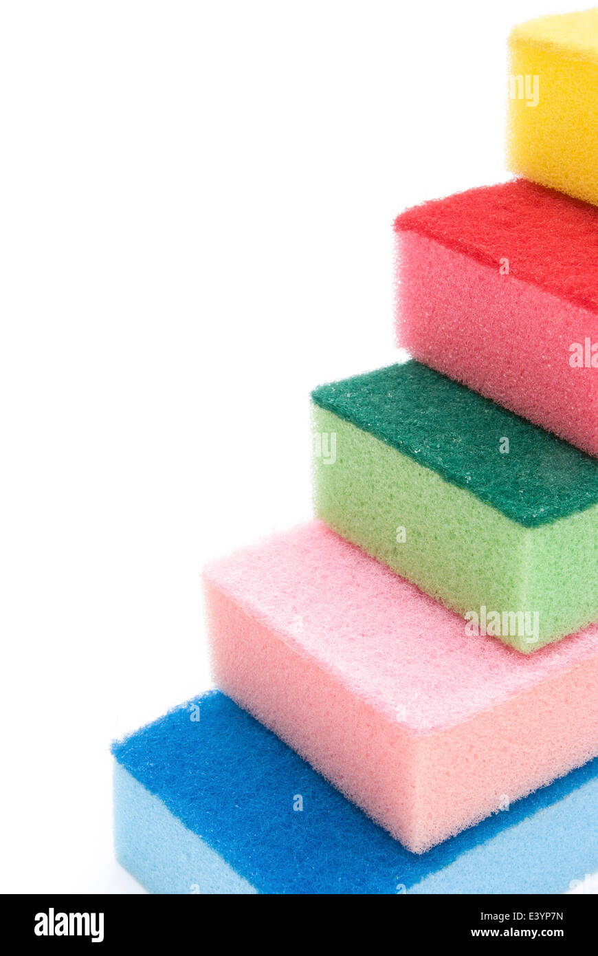 double side cleaning sponges stack up Stock Photo - Alamy