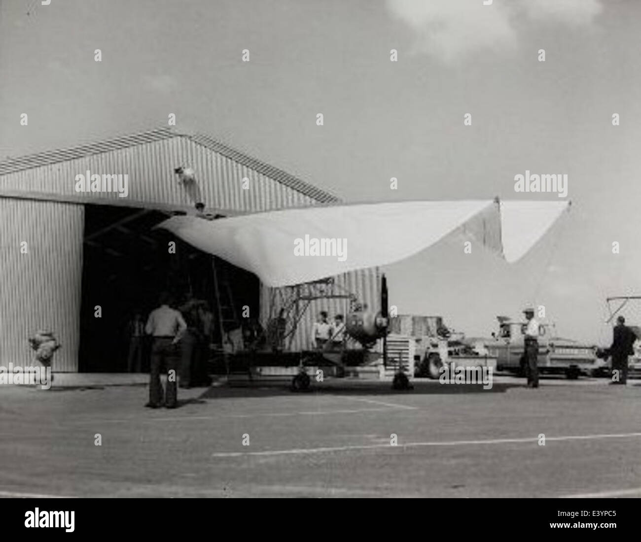 A Ryan aircraft featuring a unique flexwing design, displayed at the ...