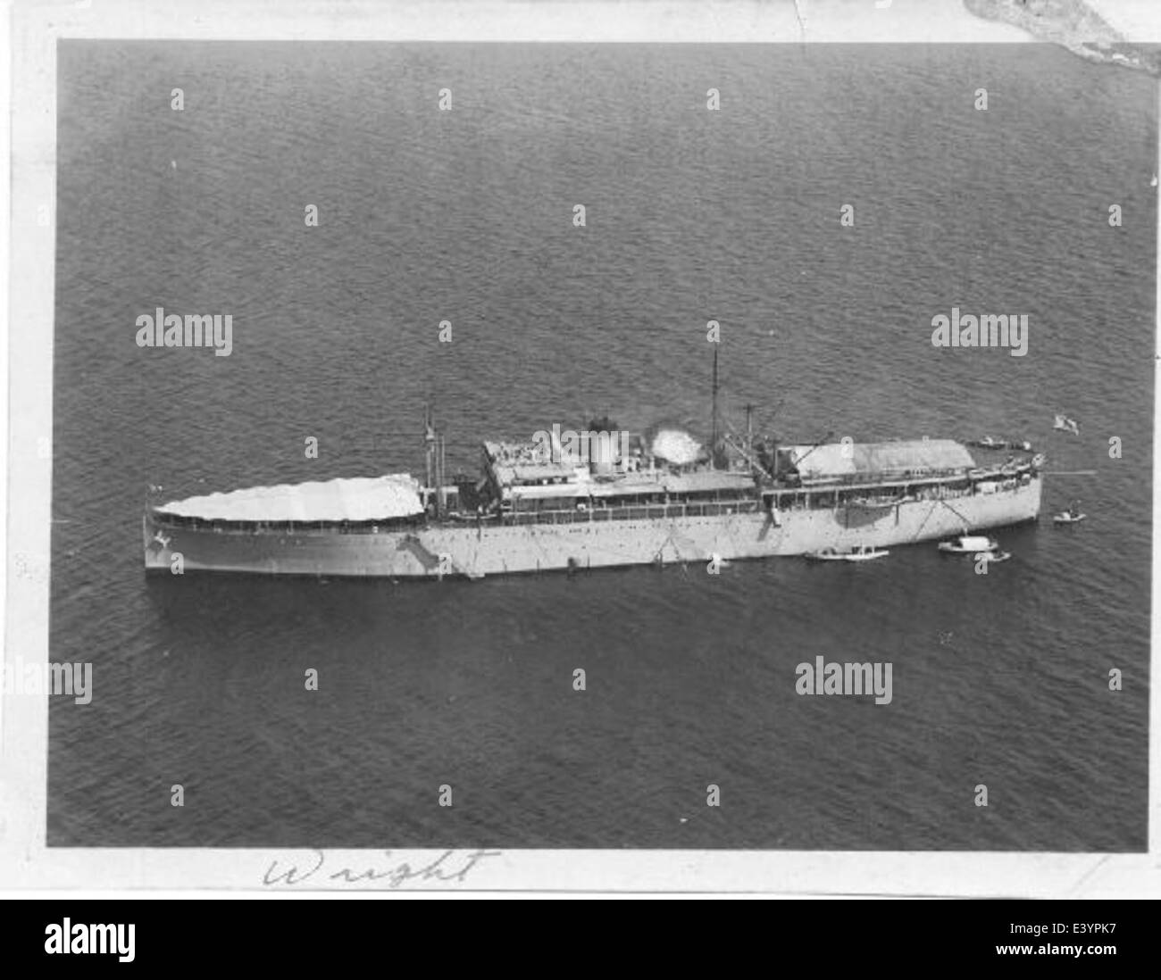 The USS Wright (AZ/AV-1), a naval tender ship, photographed to showcase ...
