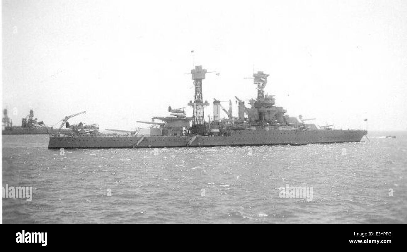 A photograph of the USS West Virginia (BB-48), a Colorado-class ...