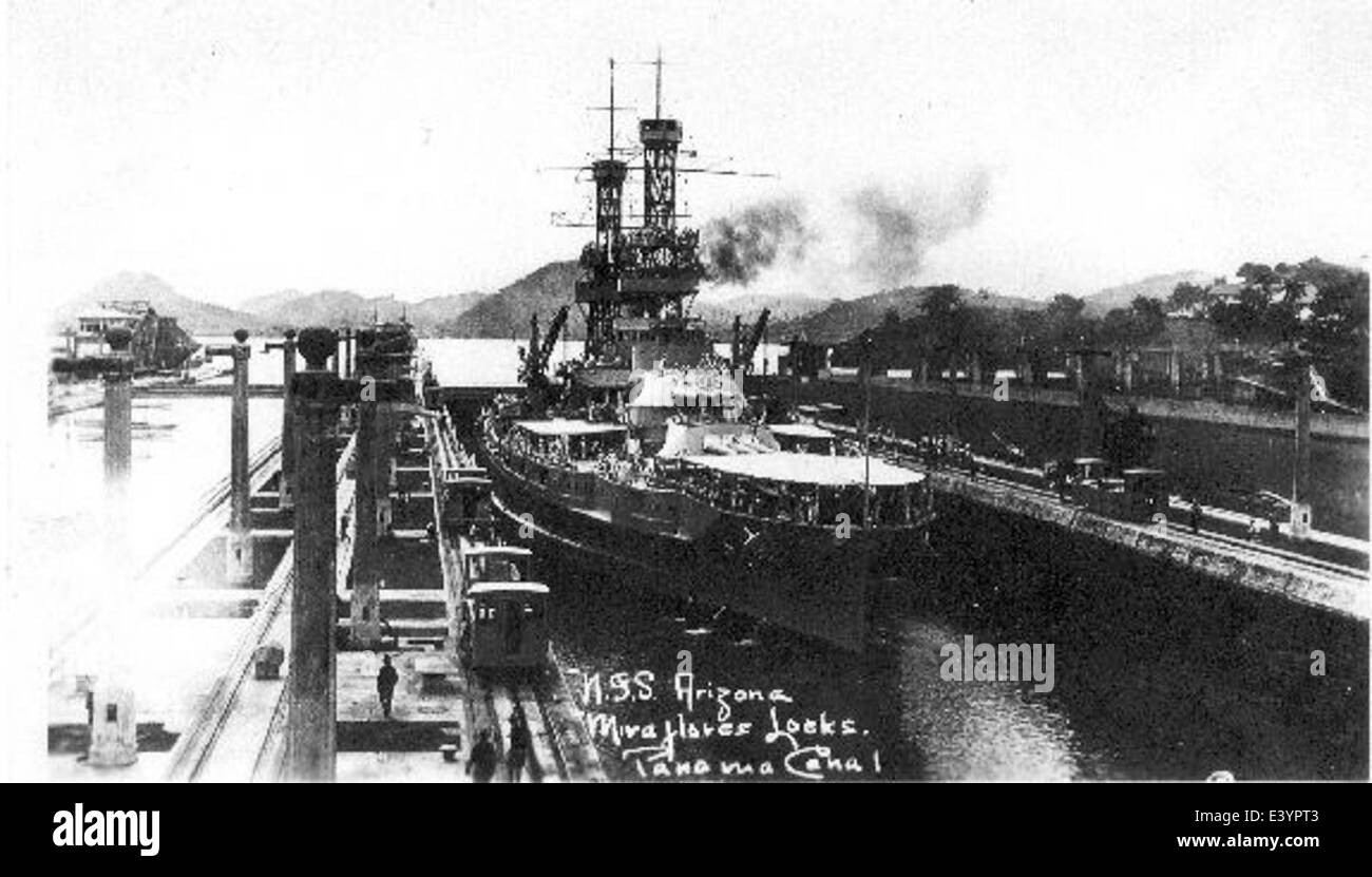 The USS Arizona (BB-39), a Pennsylvania-class battleship, is shown in ...
