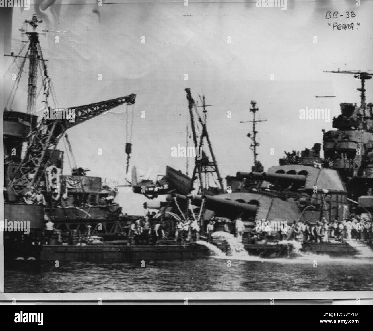 The USS Pennsylvania (BB-38), a Pennsylvania-class battleship, shown ...