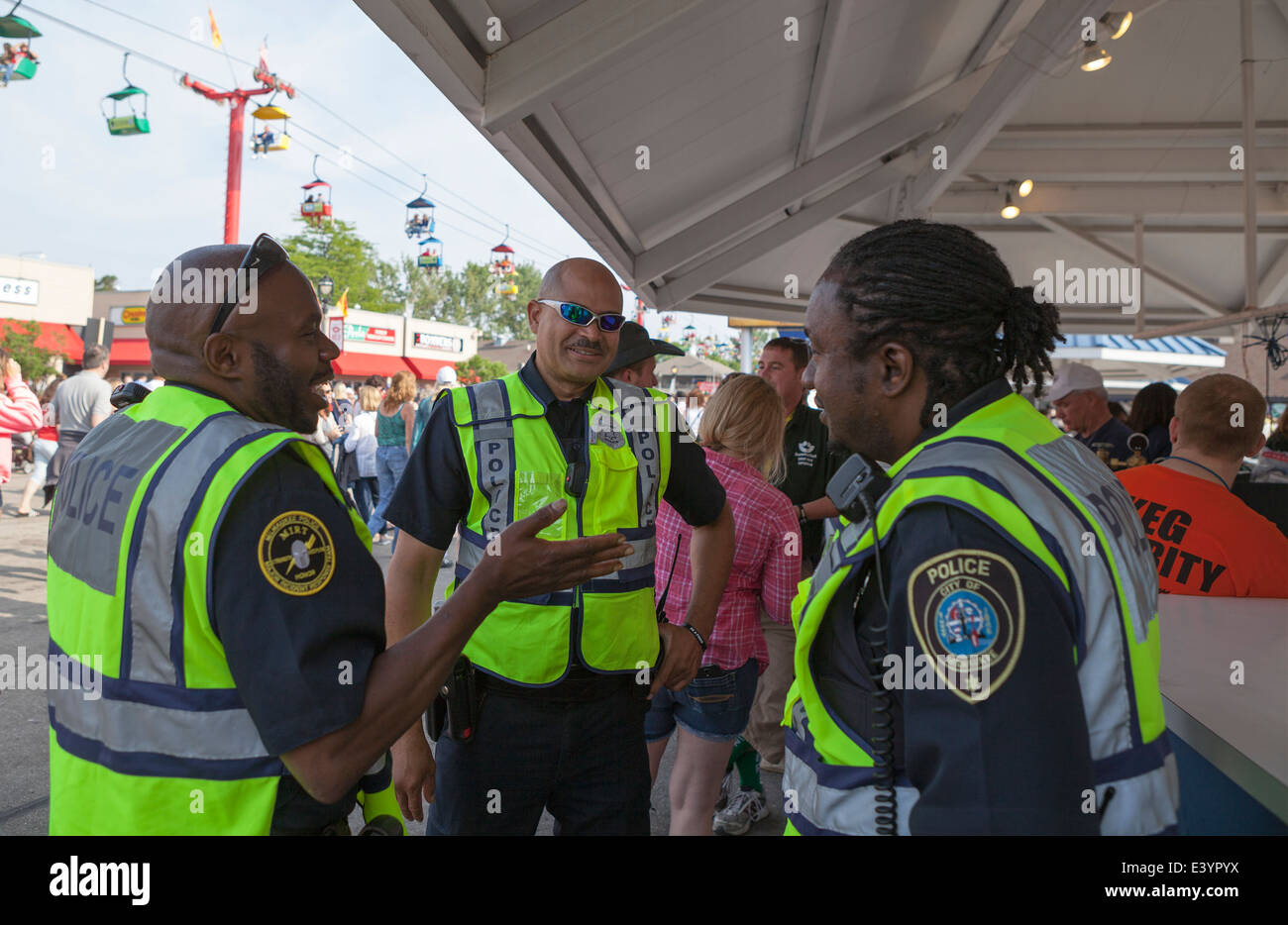 Police officers chatting at Summerfest in Milwaukee, Wisconsin, USA ...