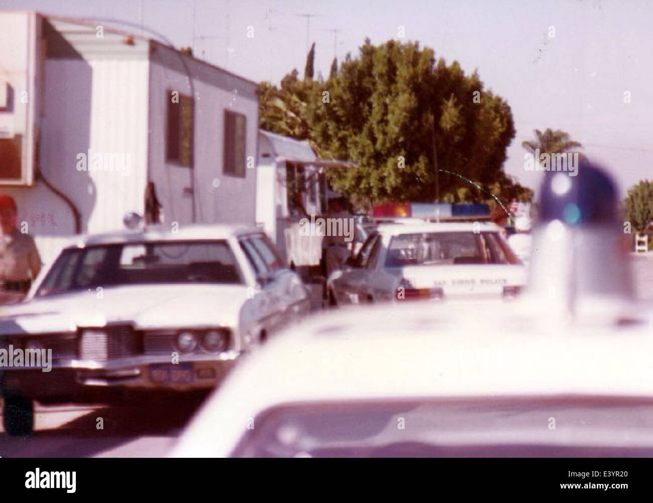 A photograph of the PSA Flight 182 crash site, showing wreckage from ...