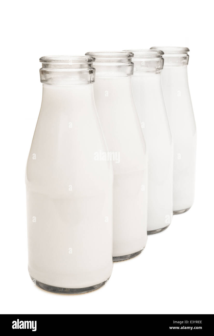full milk bottles with clipping path Stock Photo - Alamy