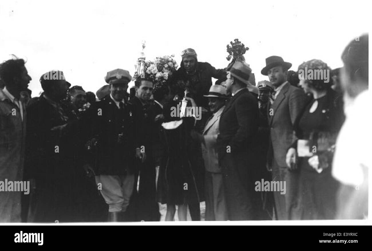 Photograph of an unknown air race winner, highlighting the event and ...