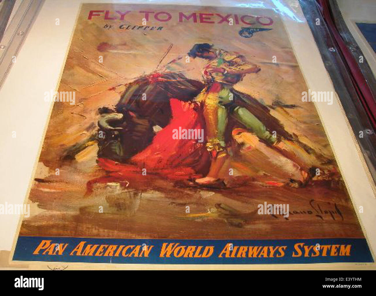 A 1940s aviation art piece displayed at the San Diego Aerospace Museum ...