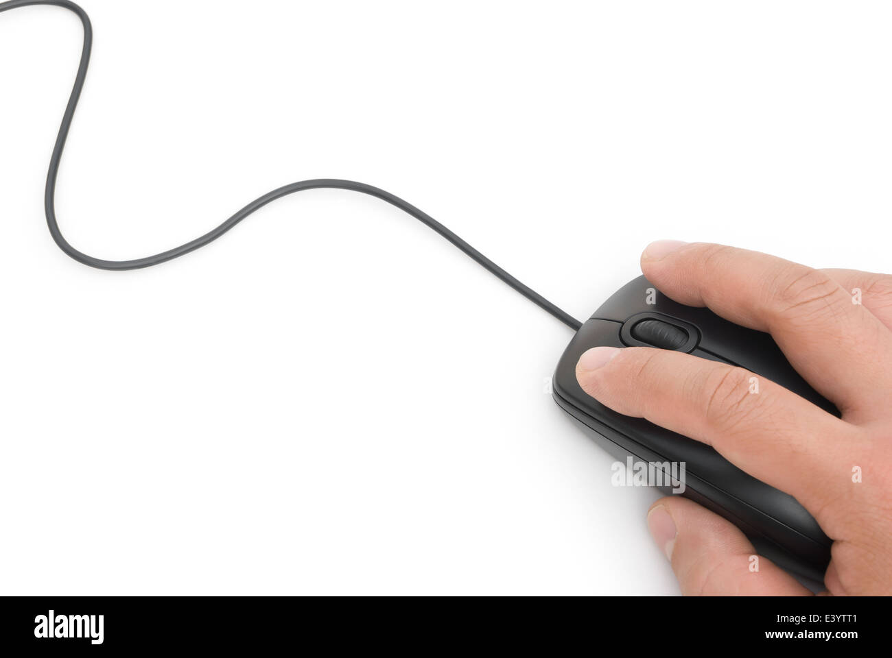 man using a black mouse,top view Stock Photo - Alamy