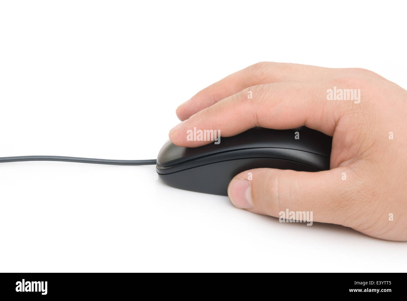 Man using a black mouse Stock Photo - Alamy