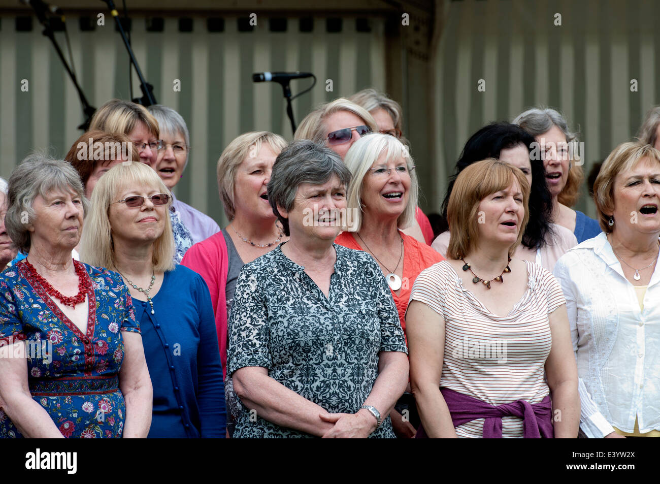 Women singing in a community choir, Leamington Peace Festival, UK Stock ...