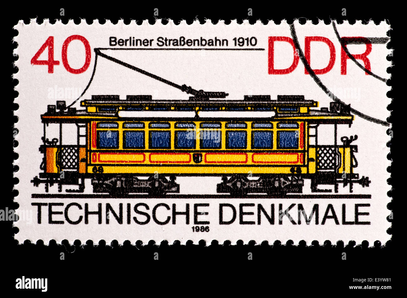Postage stamp from East Germany (DDR) depicting a 1919 Berlin Streetcar ...