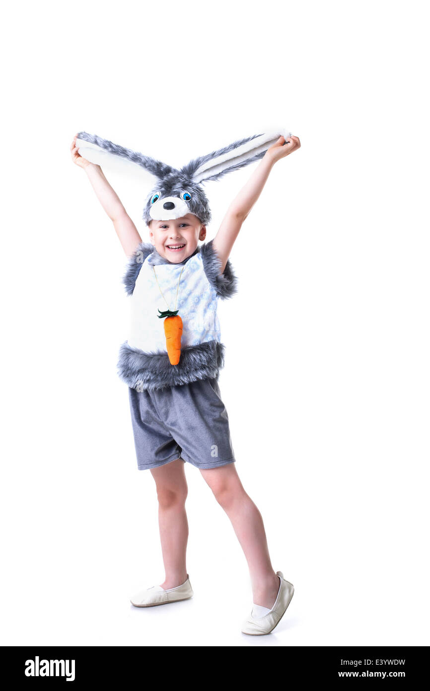 Cheerful little boy posing in bunny costume Stock Photo - Alamy