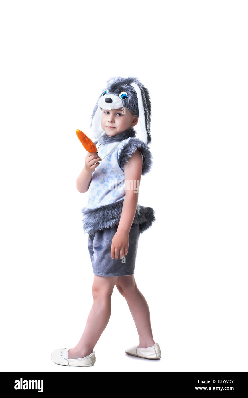 Image of cute boy in rabbit costume with carrot Stock Photo - Alamy