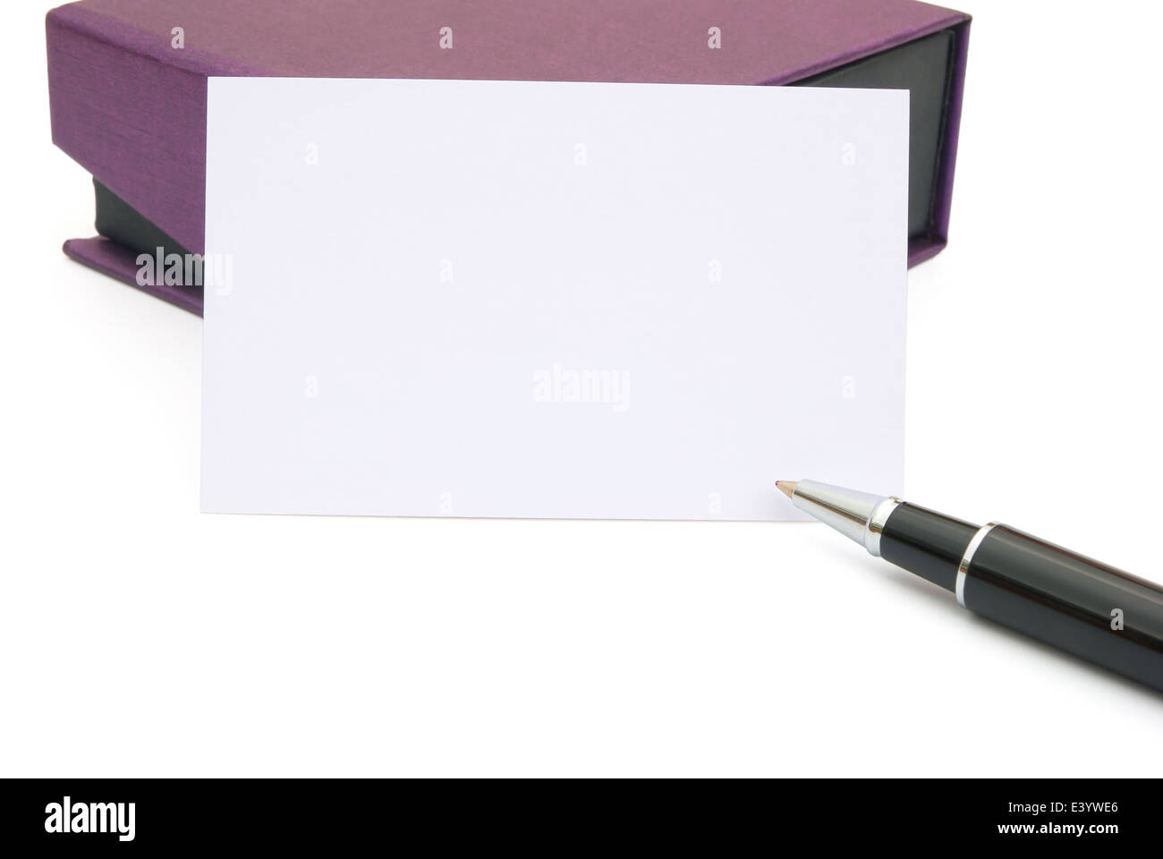 purple gift box and a card to fill with clipping path Stock Photo - Alamy