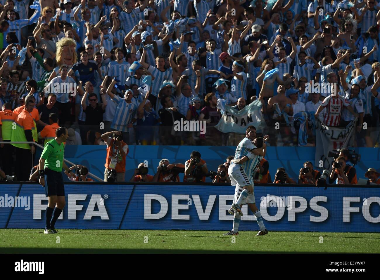 Sao Paulo, Brazil. 1st July, 2014. Lionel Messi, Angel Di Maria (ARG ...