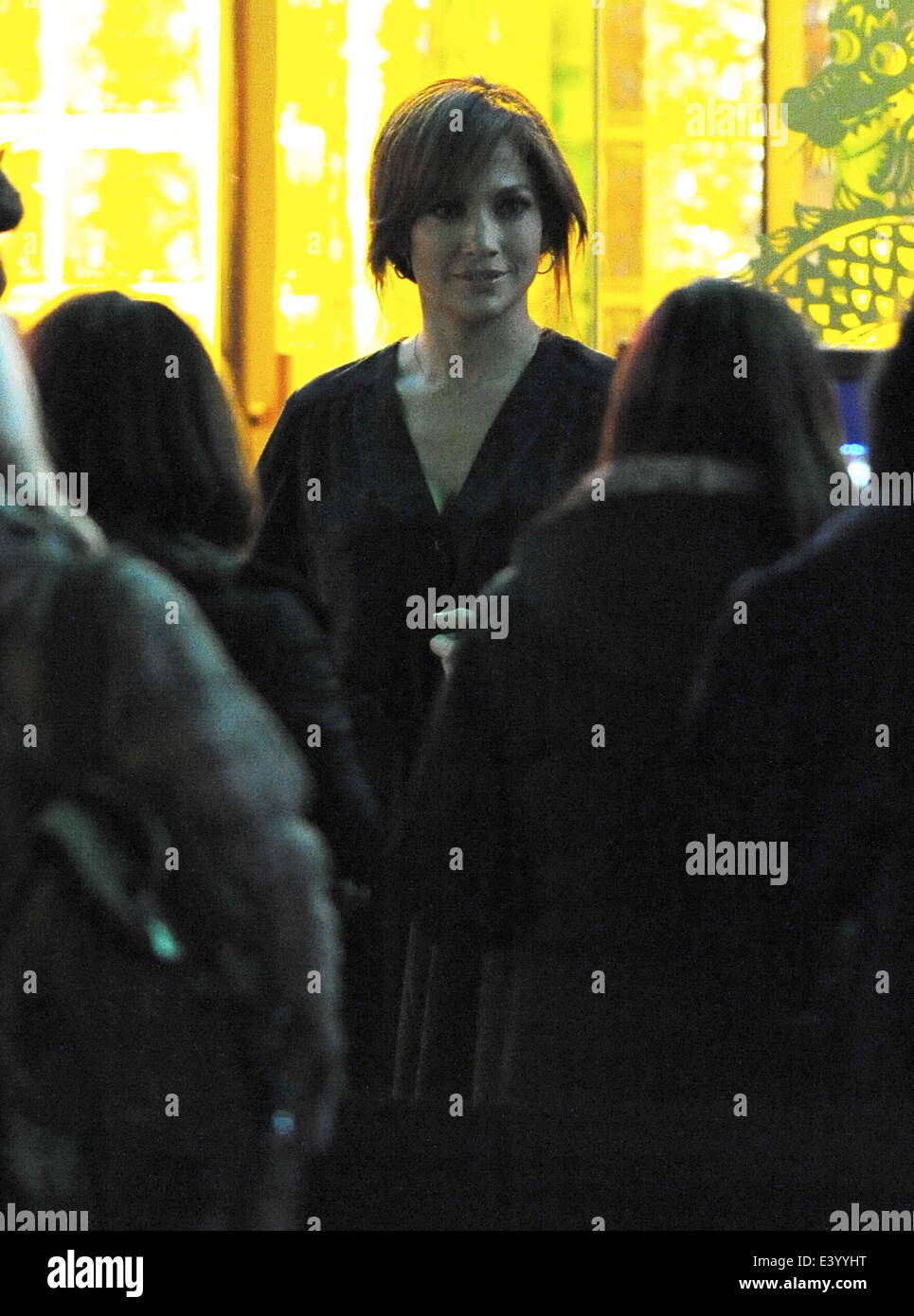 Actress Jennifer Lopez filming late night scenes in downtown Los ...