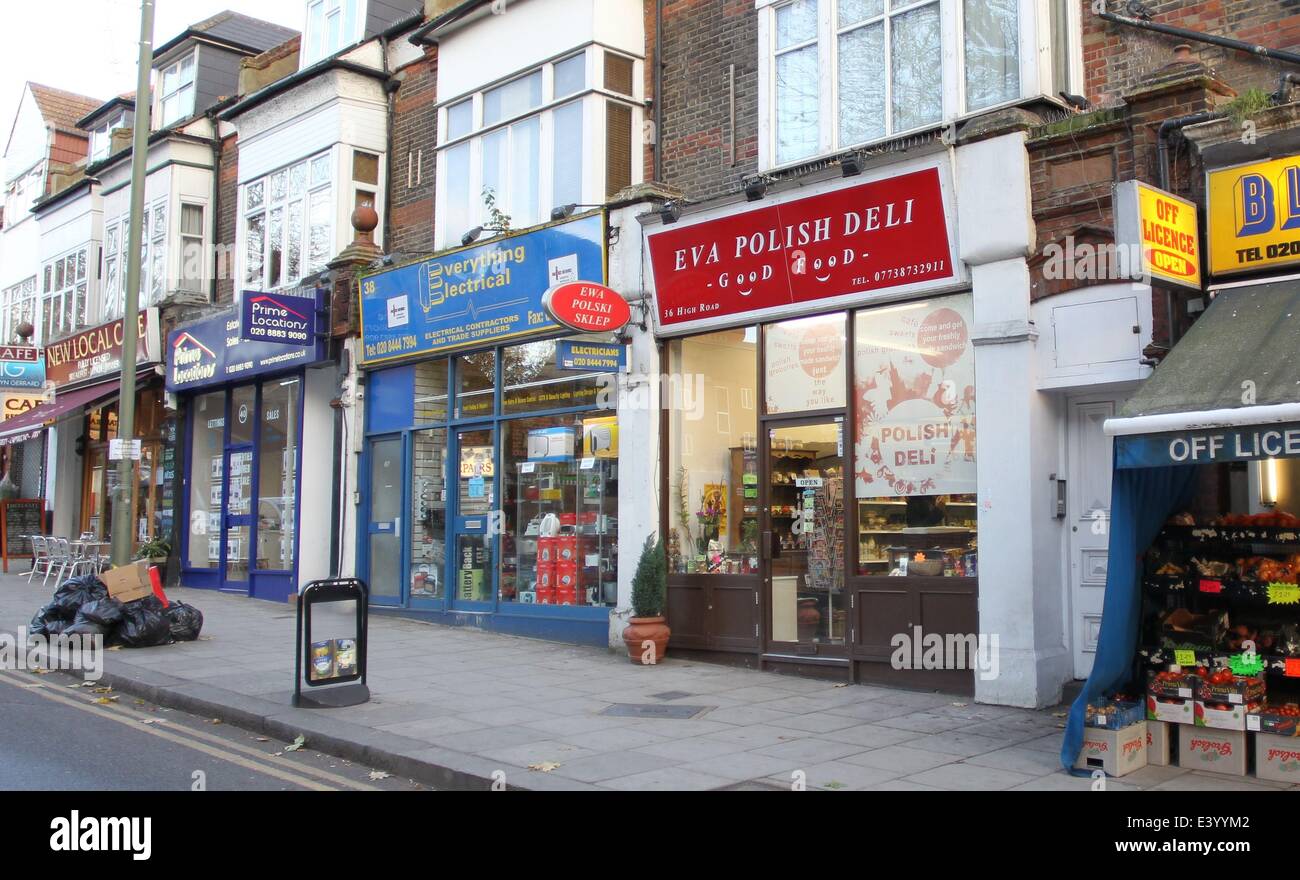 Views of Finchley, North London showing the proliferation of Polish and ...