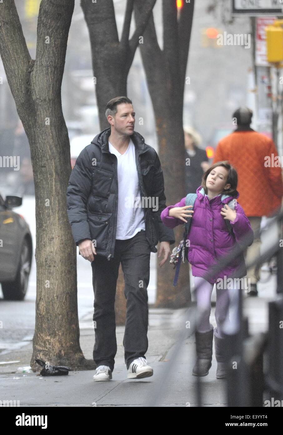 Ed burns takes his children to school featuring hi-res stock ...