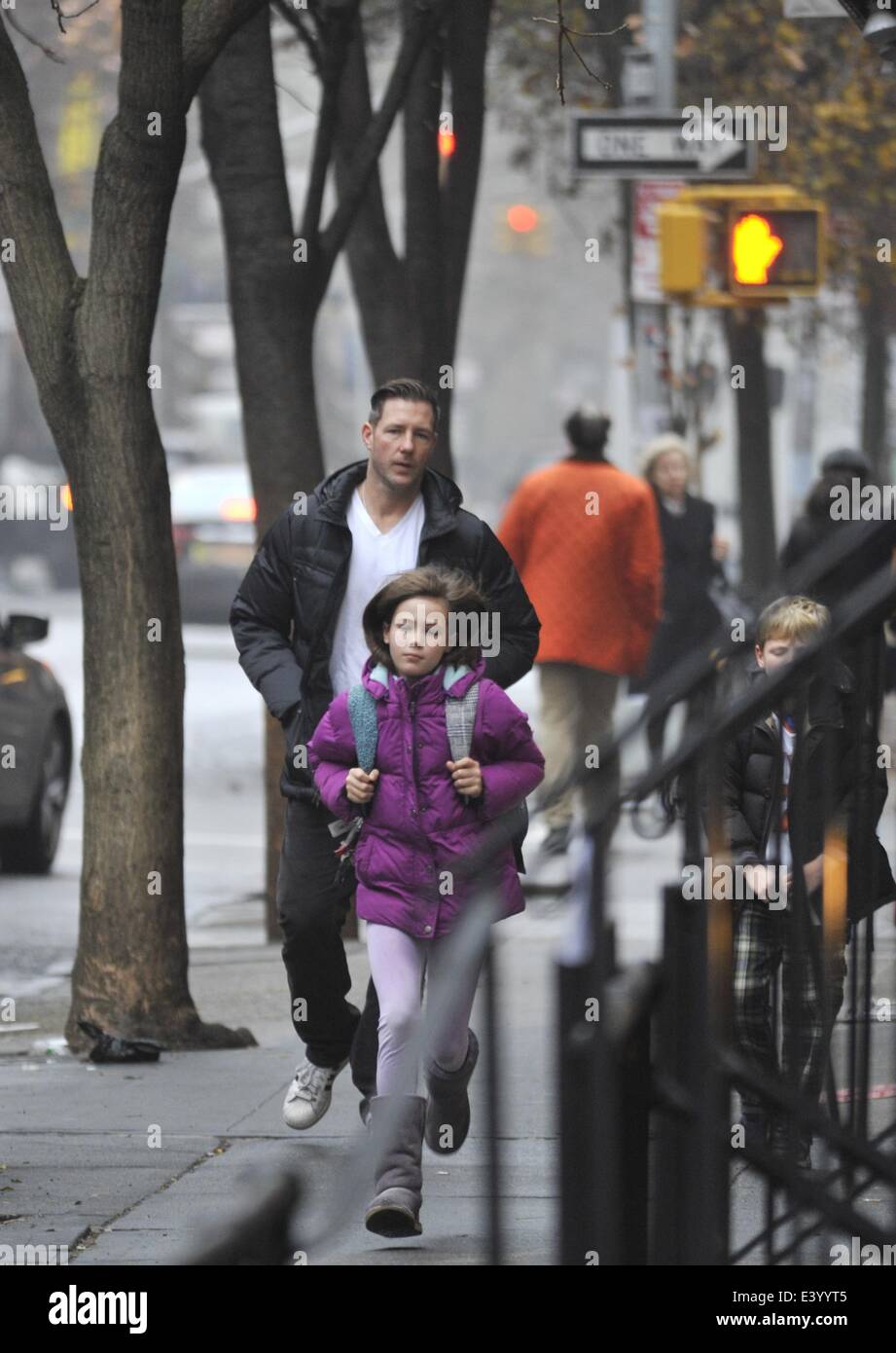 Ed Burns takes his children to school Featuring: Ed Burns,Grace Burns ...