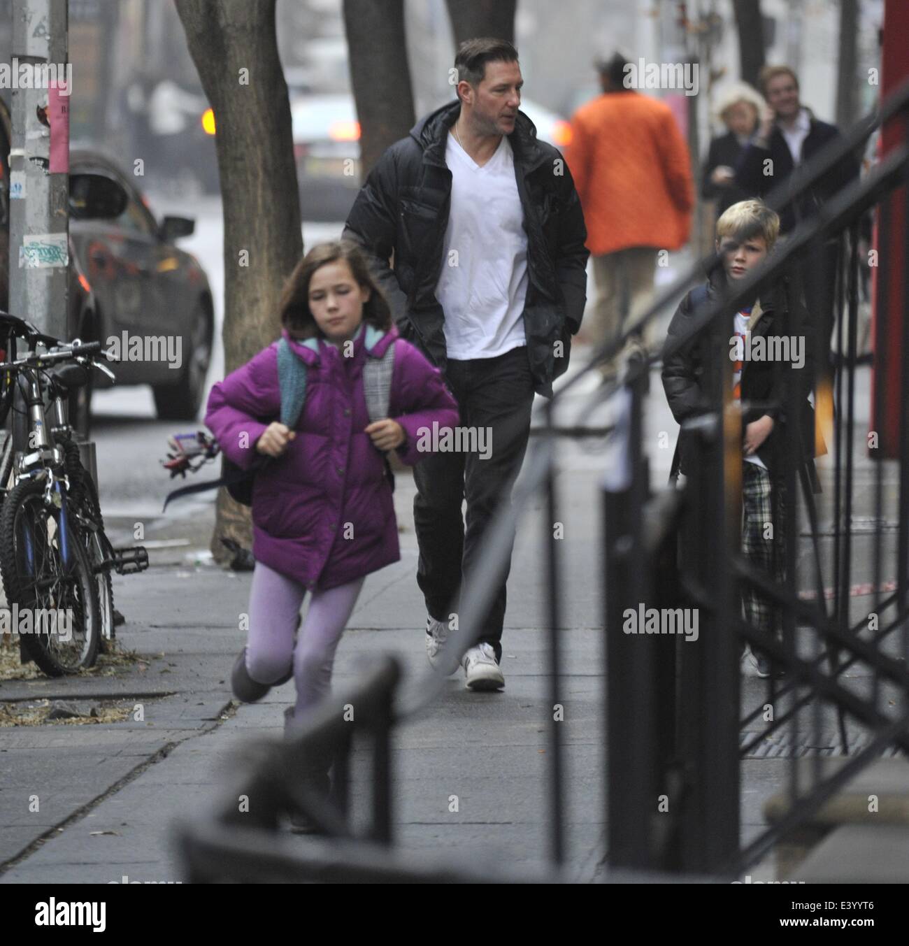 Ed Burns takes his children to school Featuring: Ed Burns,Grace Burns ...