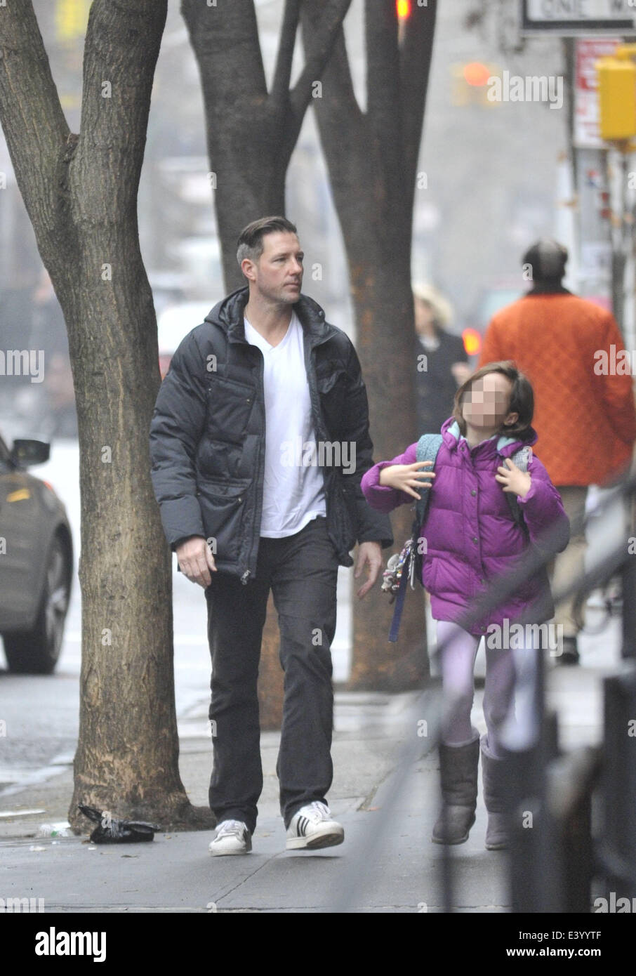 Ed Burns takes his children to school Featuring: Ed Burns,Grace Burns ...